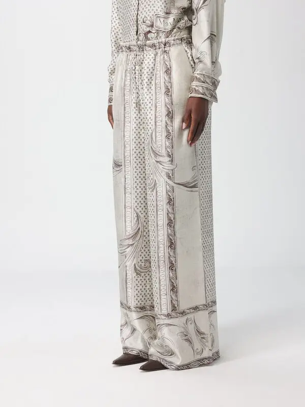 Max Mara Printed Wide Leg Trousers - Ivory