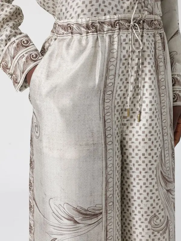 Max Mara Printed Wide Leg Trousers - Ivory