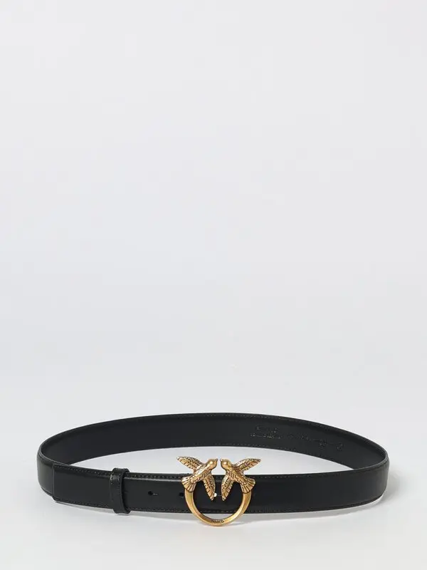 Pinko Leather Belt With Bird Buckle - Black