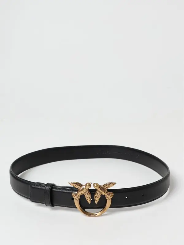 Pinko Leather Belt With Bird Buckle - Black