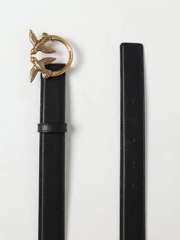 Pinko Leather Belt With Bird Buckle - Black