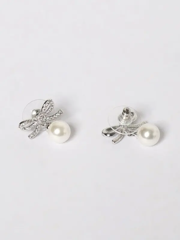 SELF-PORTRAIT Jewel Pearl Dangle Earrings - Silver
