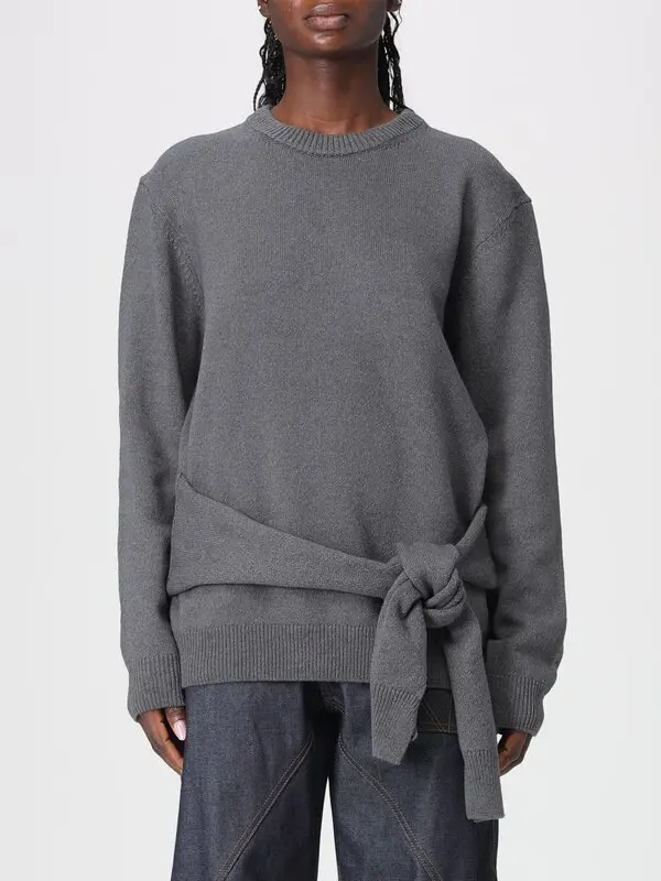 JW Anderson Knit Sweater With Tie Detail - Grey