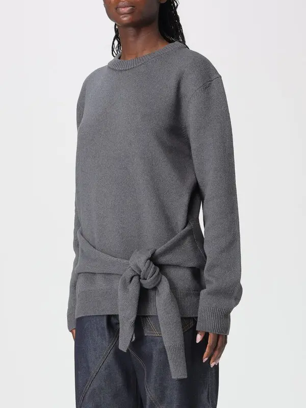 JW Anderson Knit Sweater With Tie Detail - Grey