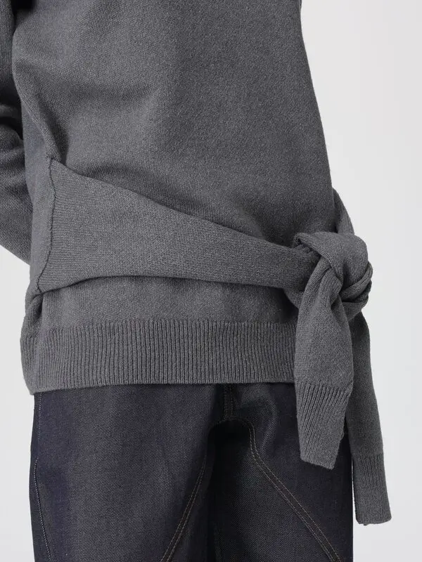JW Anderson Knit Sweater With Tie Detail - Grey