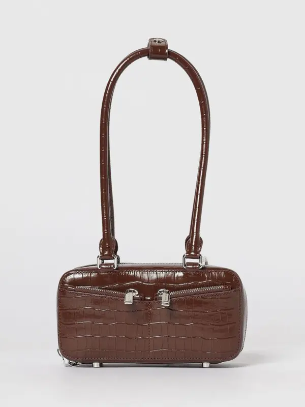 SELF-PORTRAIT Croc Effect Shoulder Bag - Brown
