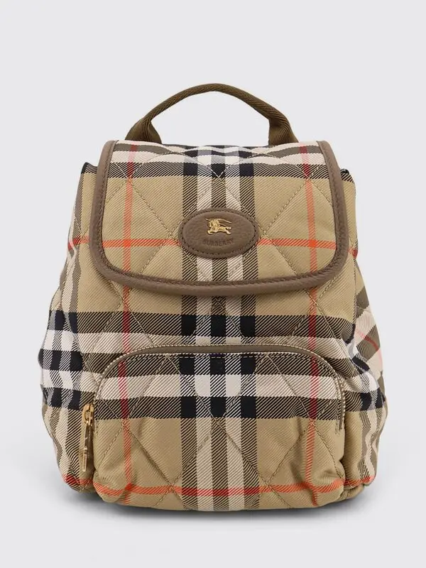 Burberry Horseshoe Quilted Vintage Check Nylon Backpack - Sand