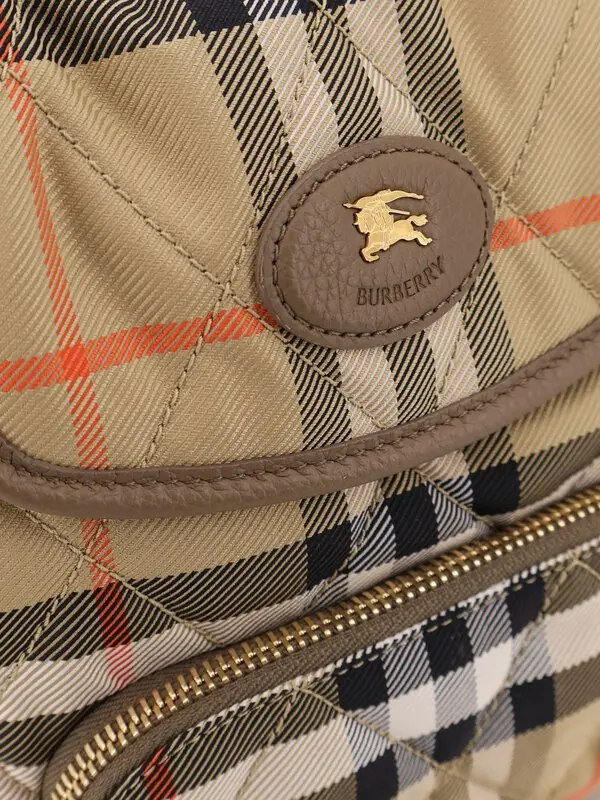 Burberry Horseshoe Quilted Vintage Check Nylon Backpack - Sand