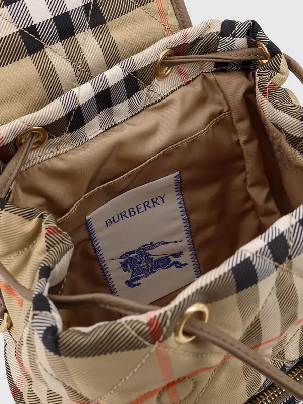 Burberry Horseshoe Quilted Vintage Check Nylon Backpack - Sand