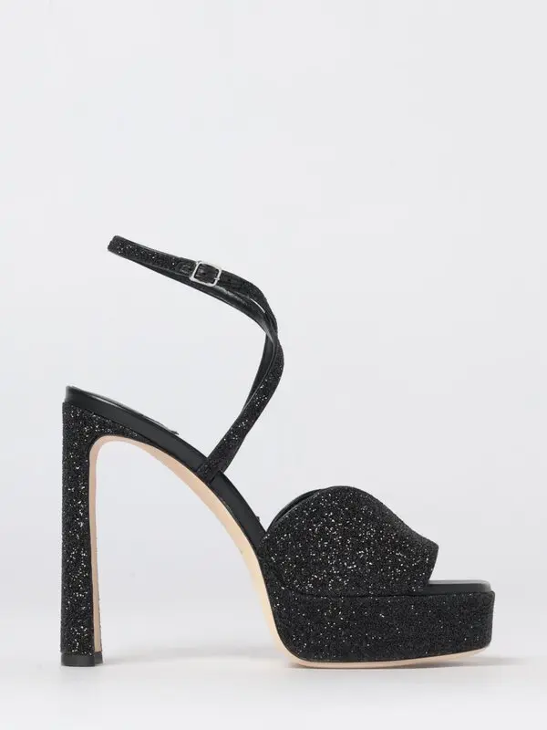 JIMMY CHOO Heeled Sandals With Glitter Embellishment - Black