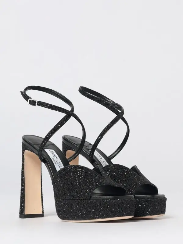 JIMMY CHOO Heeled Sandals With Glitter Embellishment