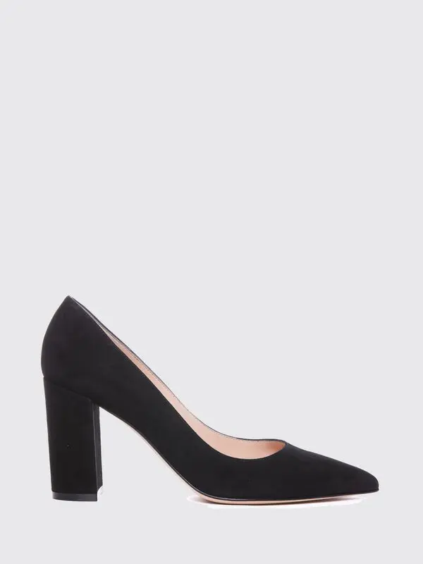 GIANVITO ROSSI Piper Suede Court Shoes With Almond Toe And Block Heel - Black