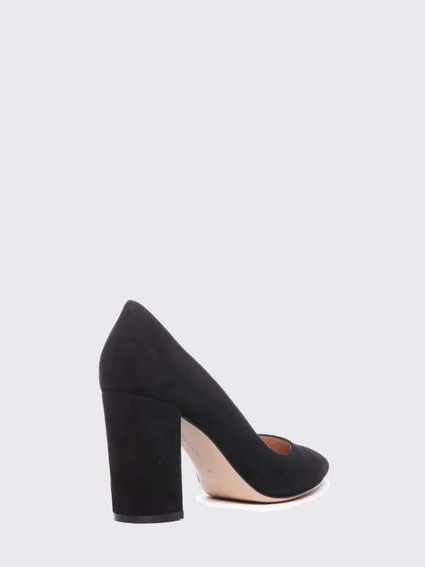 GIANVITO ROSSI Piper Suede Court Shoes With Almond Toe And Block Heel