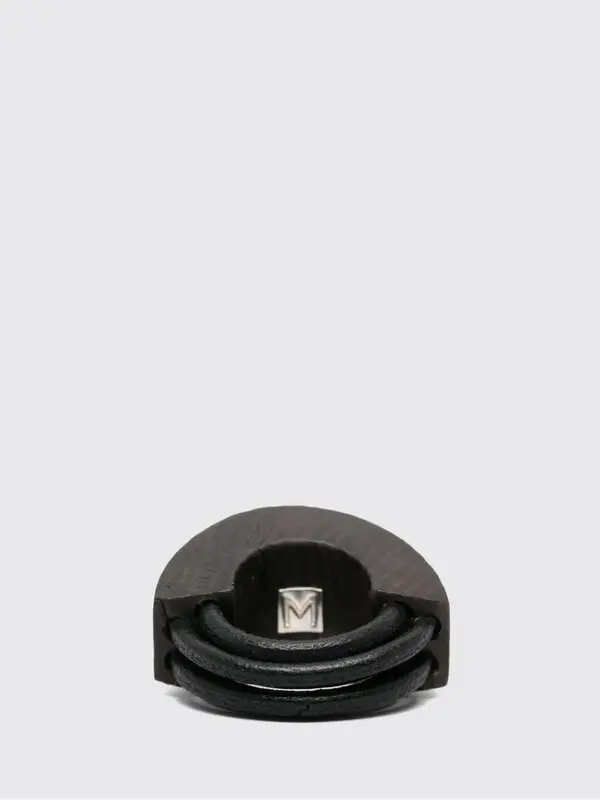 MONIES Sculptural Wood And Leather Ring - Ebony