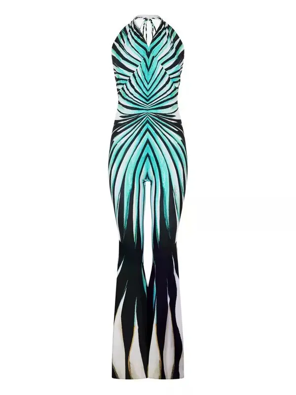 Roberto Cavalli Printed Flared Jumpsuit - Blue