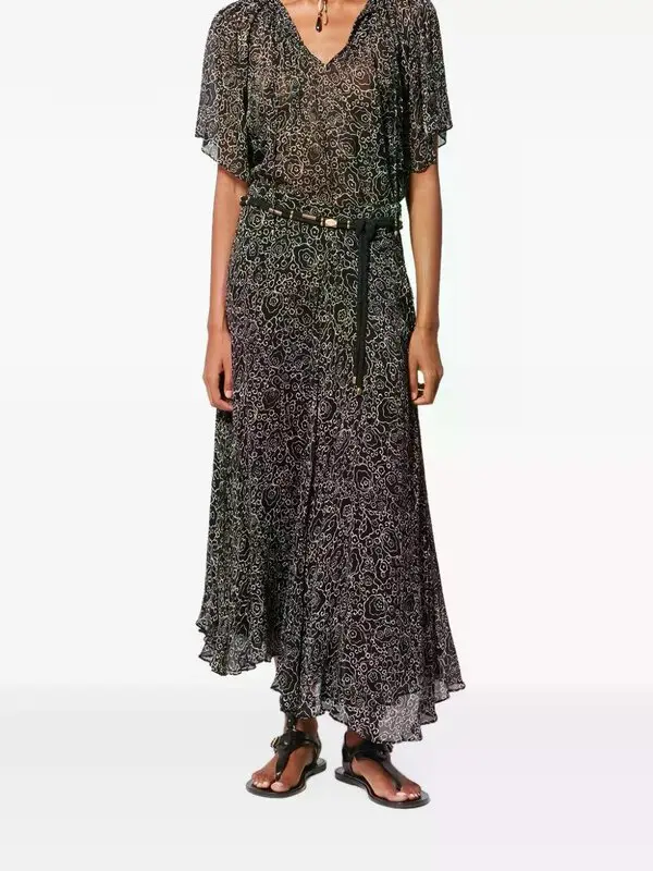 MARANT ETOILE Lycia Floral-print Midi Skirt - Black