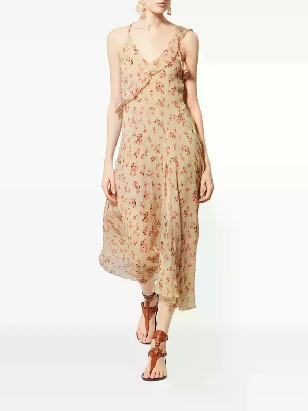 MARANT ETOILE Luxie Floral-pattern Midi Dress - Neutrals