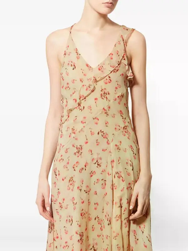 MARANT ETOILE Luxie Floral-pattern Midi Dress - Neutrals