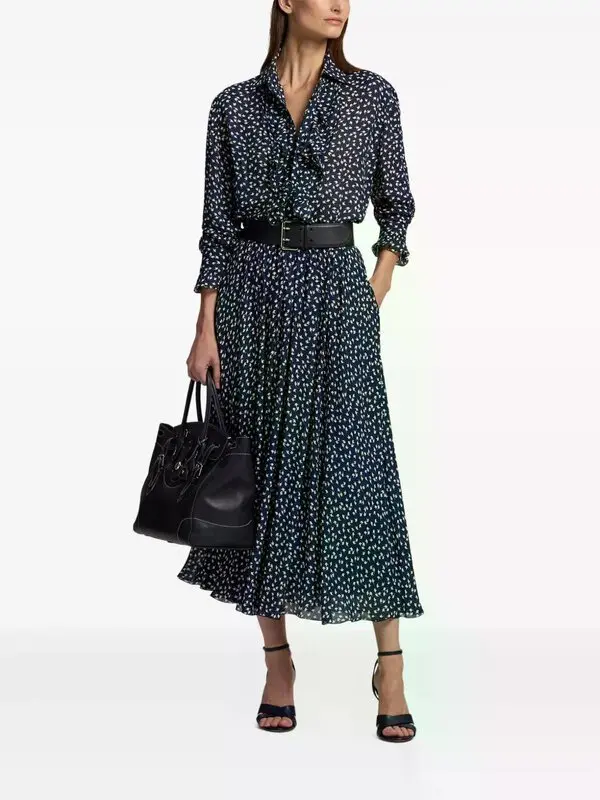 Ralph Lauren Ruffle-trim Geometric-print Addison Shirt - Blue