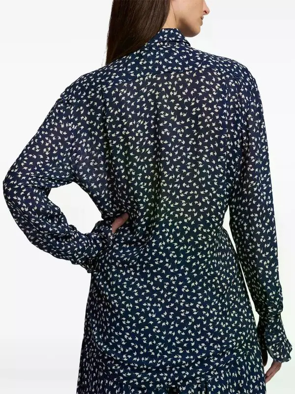 Ralph Lauren Ruffle-trim Geometric-print Addison Shirt - Blue