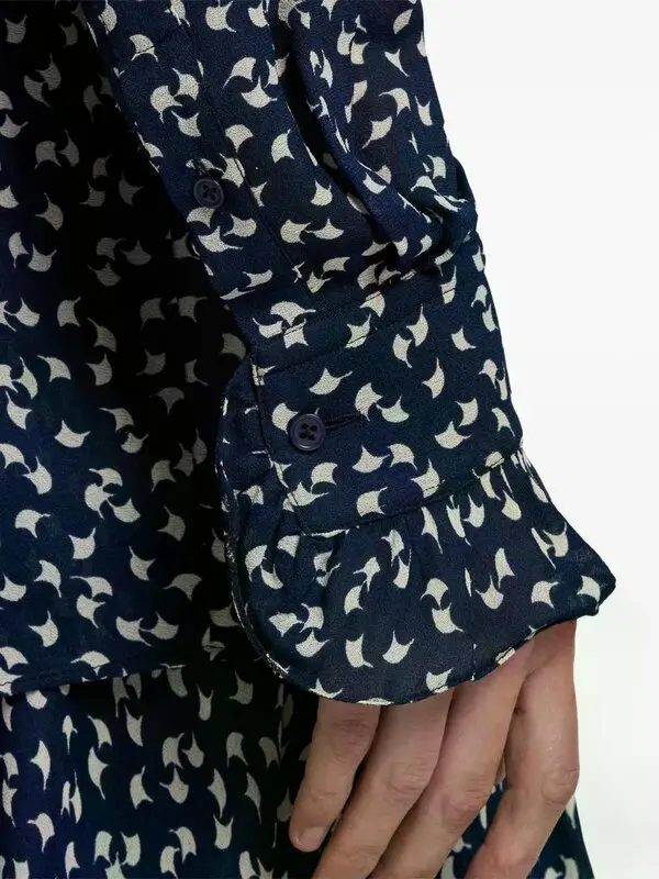 Ralph Lauren Ruffle-trim Geometric-print Addison Shirt - Blue