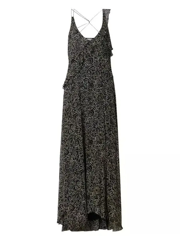 MARANT ETOILE Luxie Geometric-pattern Maxi Dress - Black