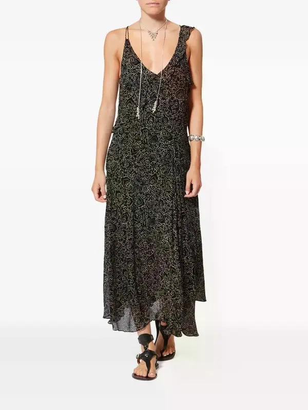MARANT ETOILE Luxie Geometric-pattern Maxi Dress - Black