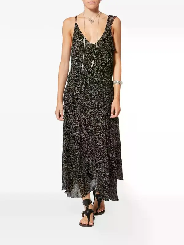 MARANT ETOILE Luxie Geometric-pattern Maxi Dress - Black
