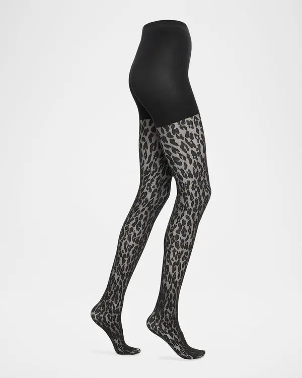 Wolford Animal Patterned Control Top Tights - Black