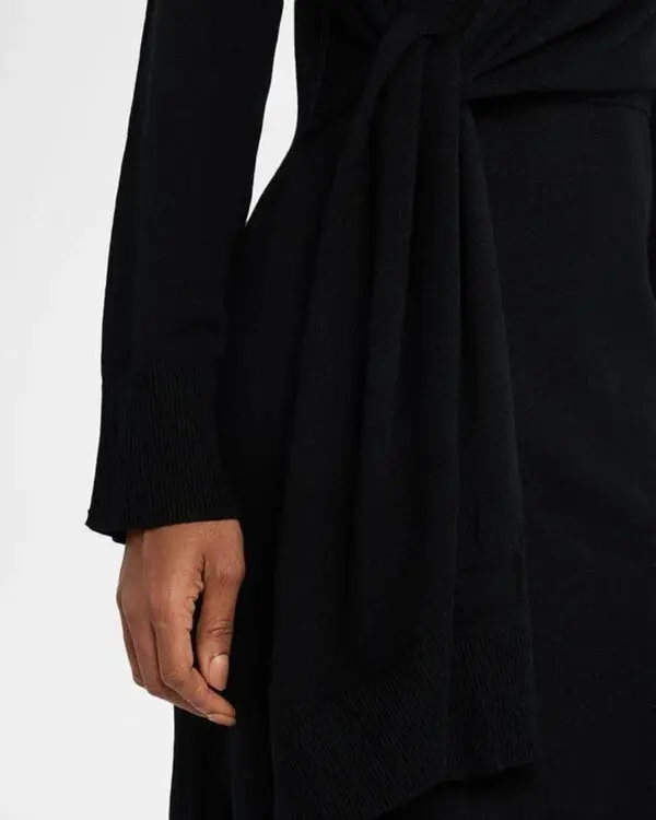 Simkhai Skyla Cashmere-blend Midi Wrap Dress - Black