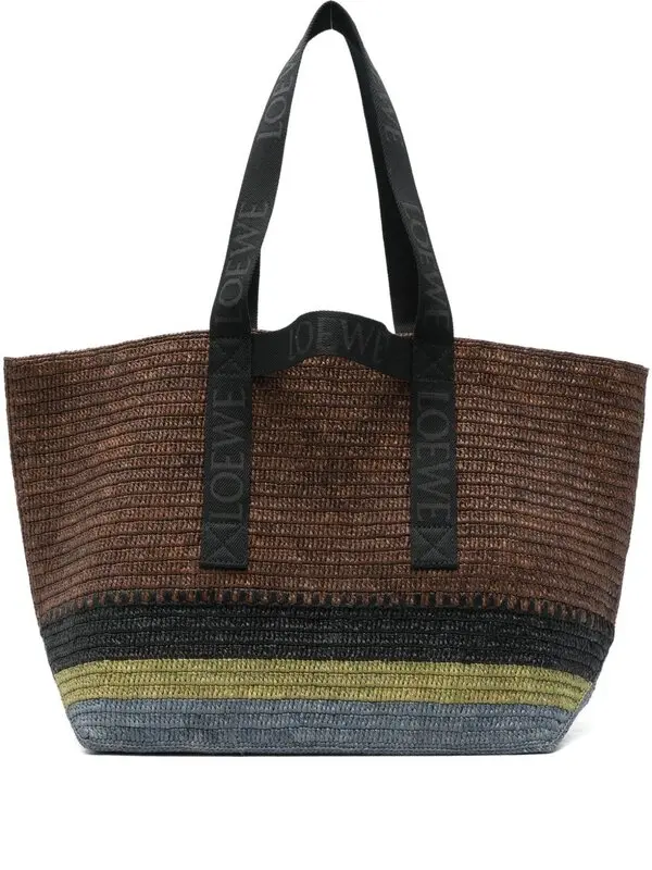 Loewe Fold Raffia Tote Bag - Brown
