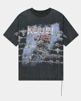 Ksubi Death Snake Cotton Graphic T-shirt - Charcoal