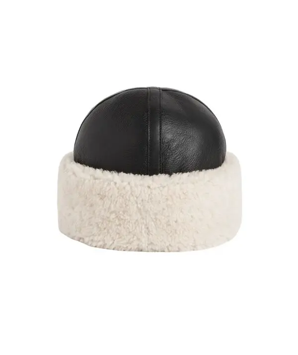 TOTEME Shearling Winter Hat - Black/off