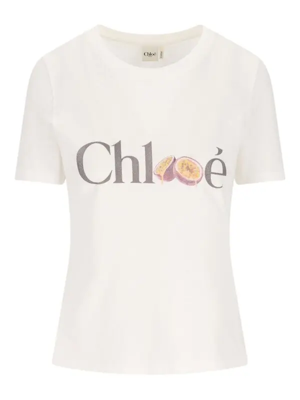 Chloé Logo Cotton T-shirt - White