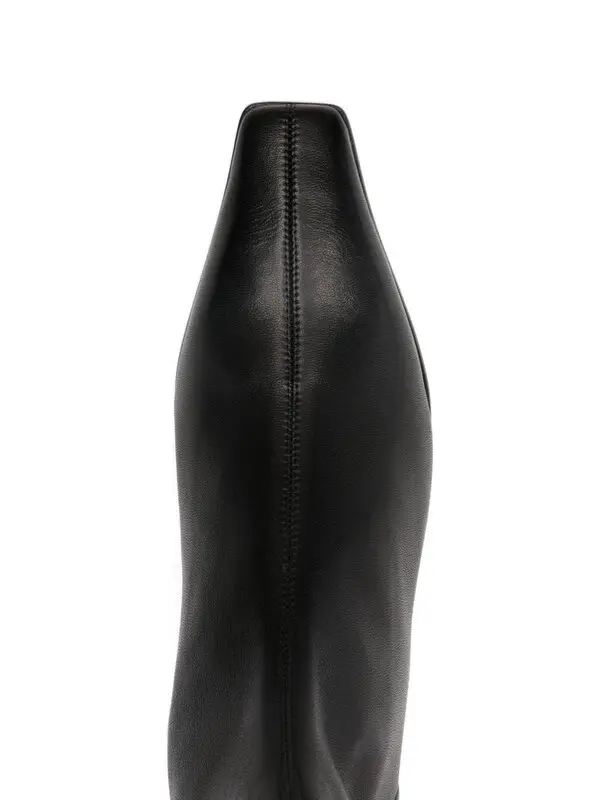 Khaite Arizona Leather Ankle Boots - Black