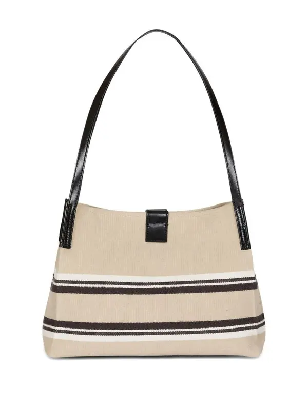Balmain Small Canvas And Leather Tote - Beige