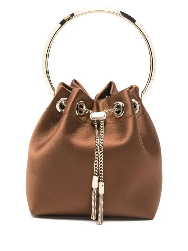 JIMMY CHOO Bon Bon Leather Bucket Bag - Brown