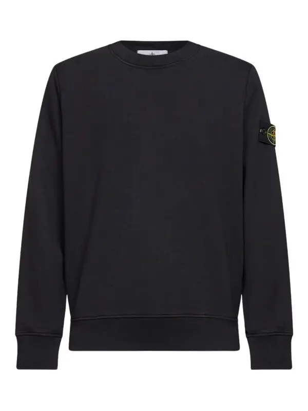 Stone Island Crew Neck Sweater With Logo - Black