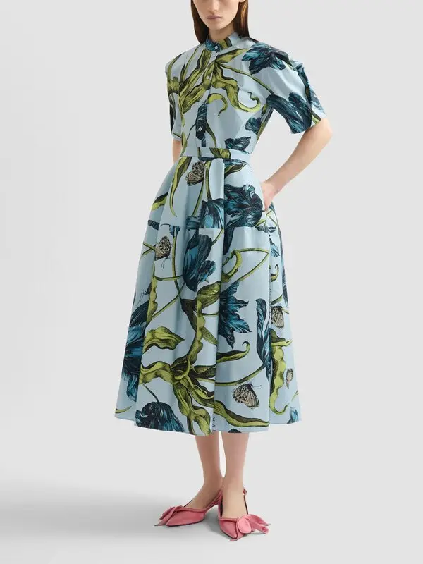 Erdem Floral Print Short Sleeve Shirt - Sky Blue