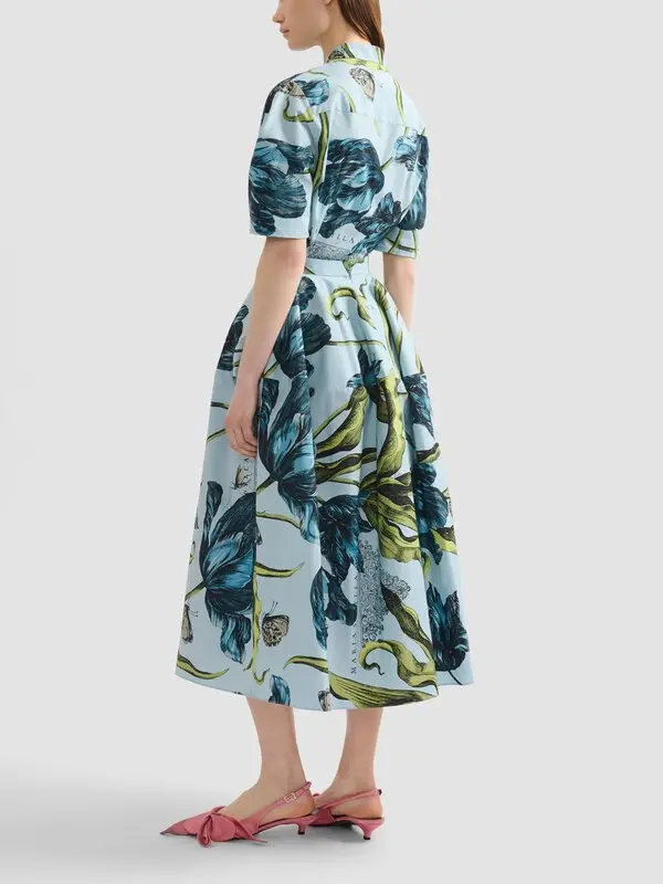 Erdem Floral Print Short Sleeve Shirt - Sky Blue