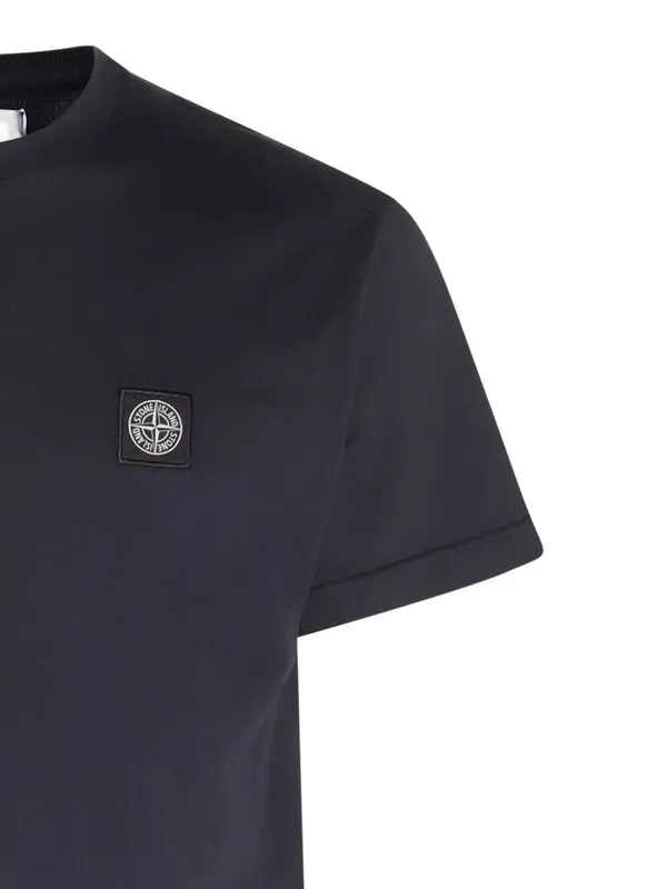 Stone Island Logo Cotton T-shirt - Blue