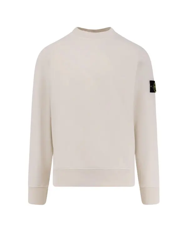 Stone Island Crew Neck Sweater With Logo - White