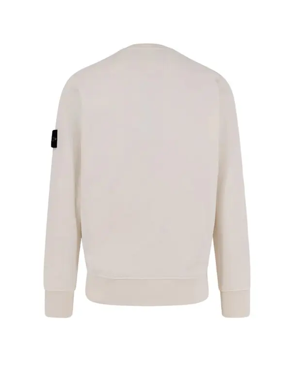 Stone Island Crew Neck Sweater With Logo - White