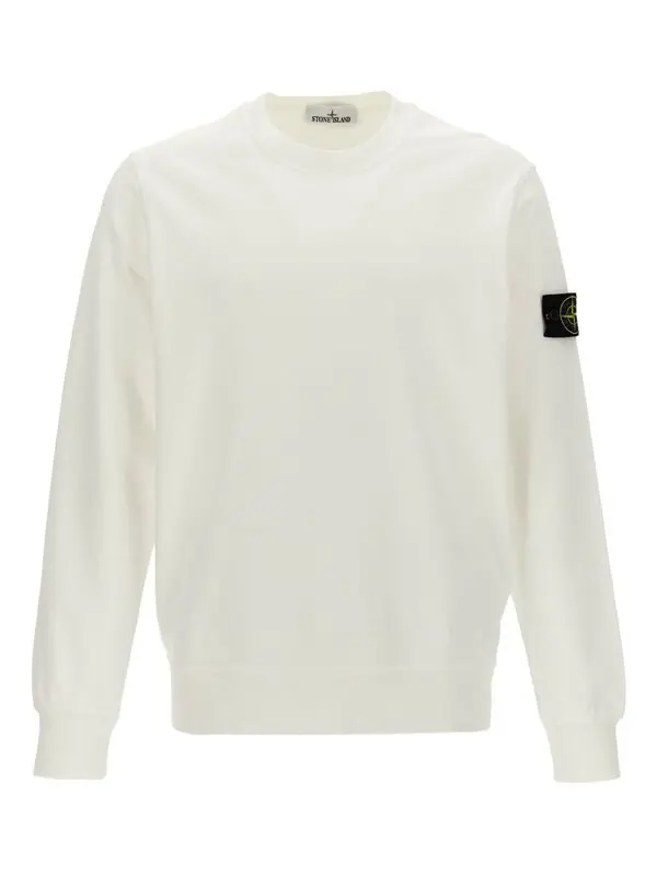 Stone Island Crew Neck Sweater With Logo - White