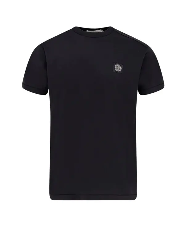 Stone Island Logo Cotton T-shirt - Black