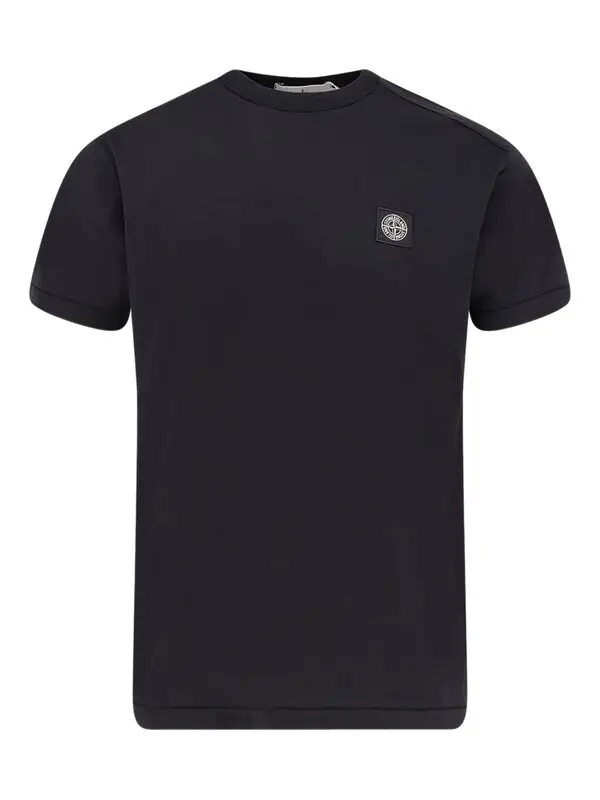 Stone Island Logo Cotton T-shirt - Black