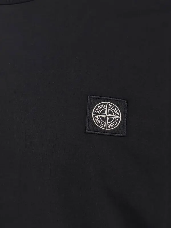 Stone Island Logo Cotton T-shirt - Black