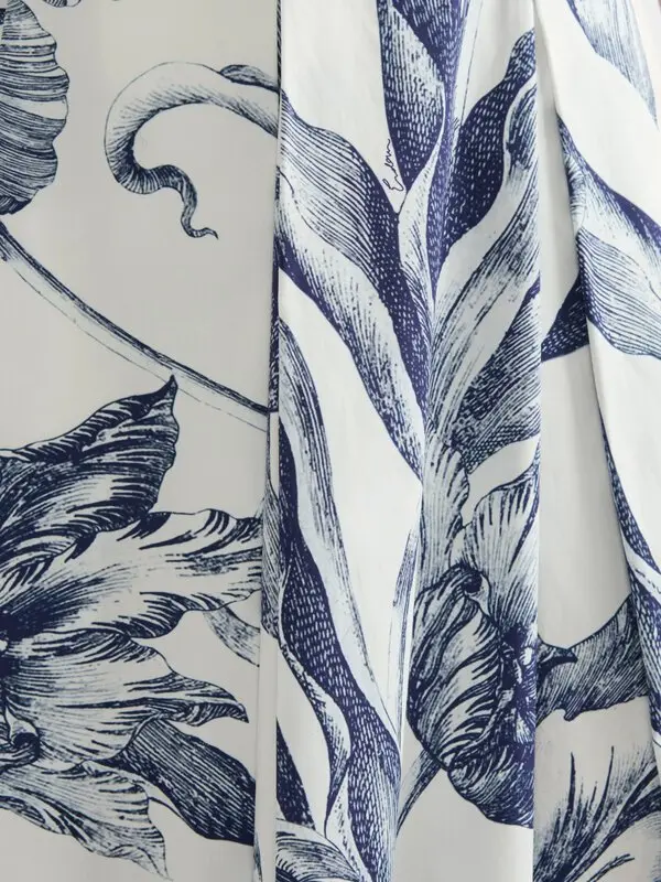 Erdem Floral Print Pleated Midi Skirt - White