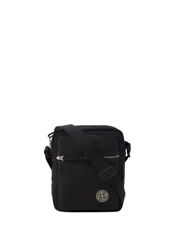 Stone Island Shoulder Bag With Logo - Black