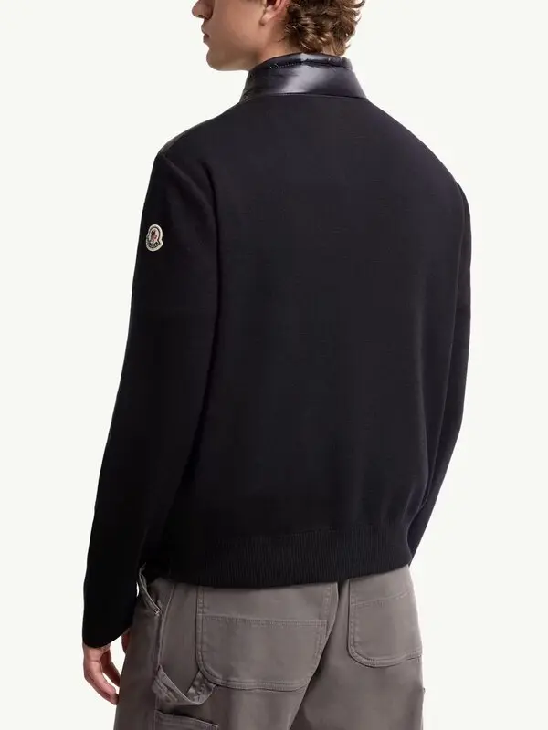 Moncler Padded Wool Cardigan With Zip - Blue